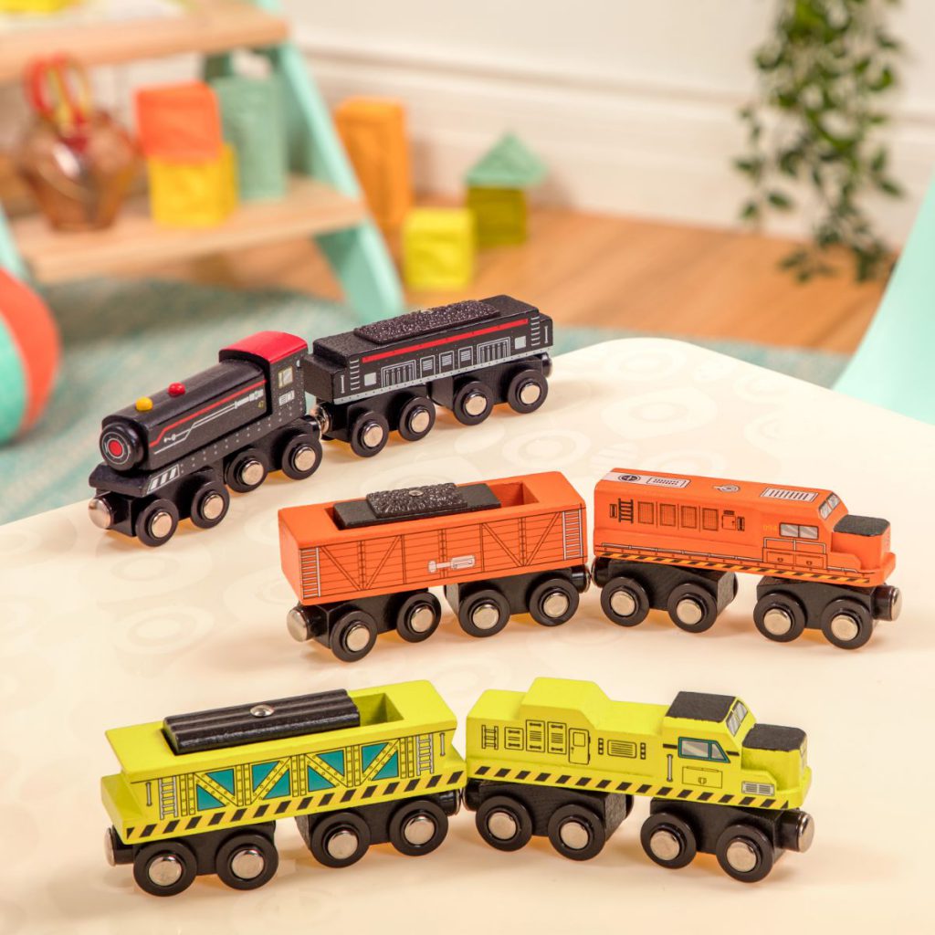 Wood & Wheels - Trains | Wooden Toy Trains | B. toys