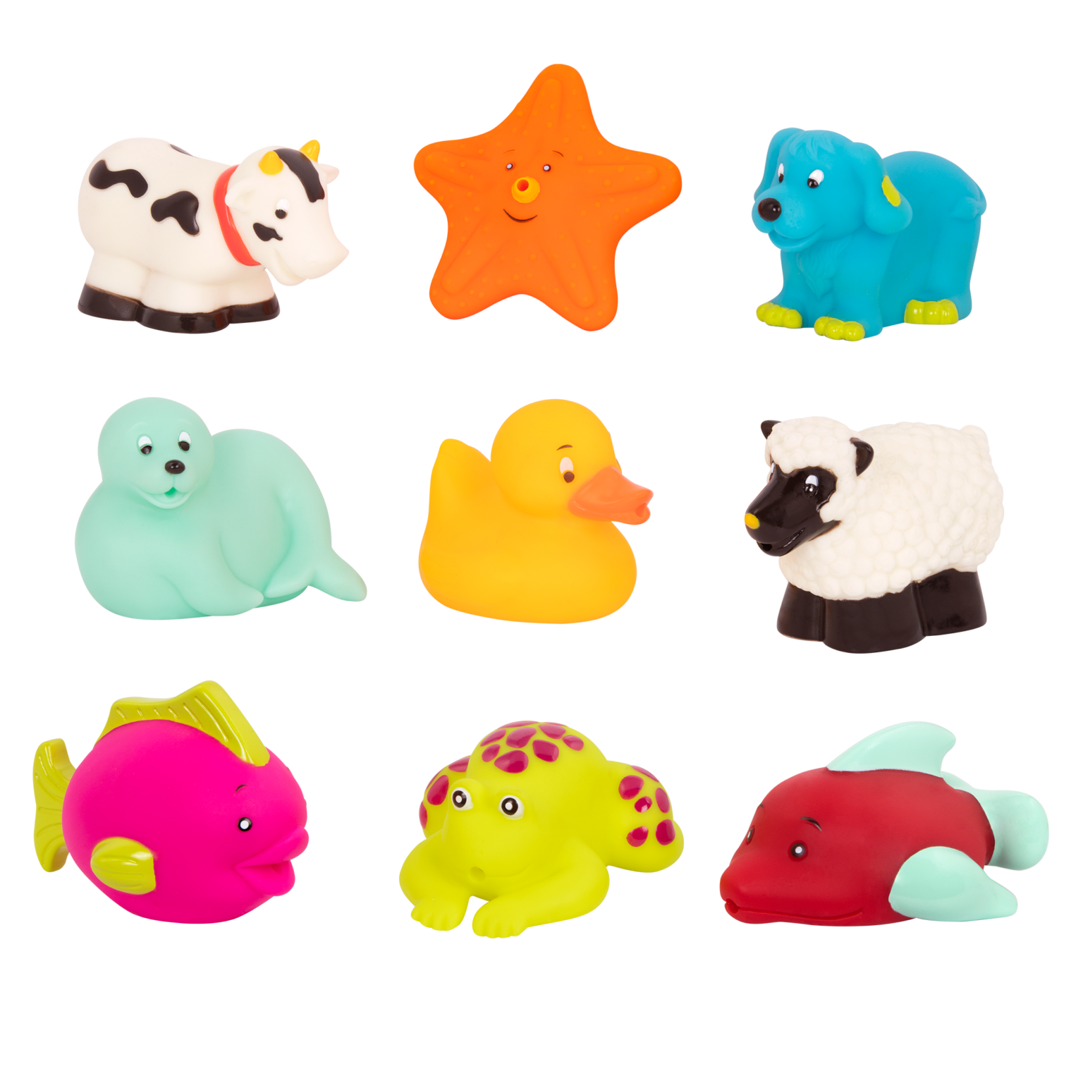 Squish & Splash | 9 Animal Bath Squirts | B. toys