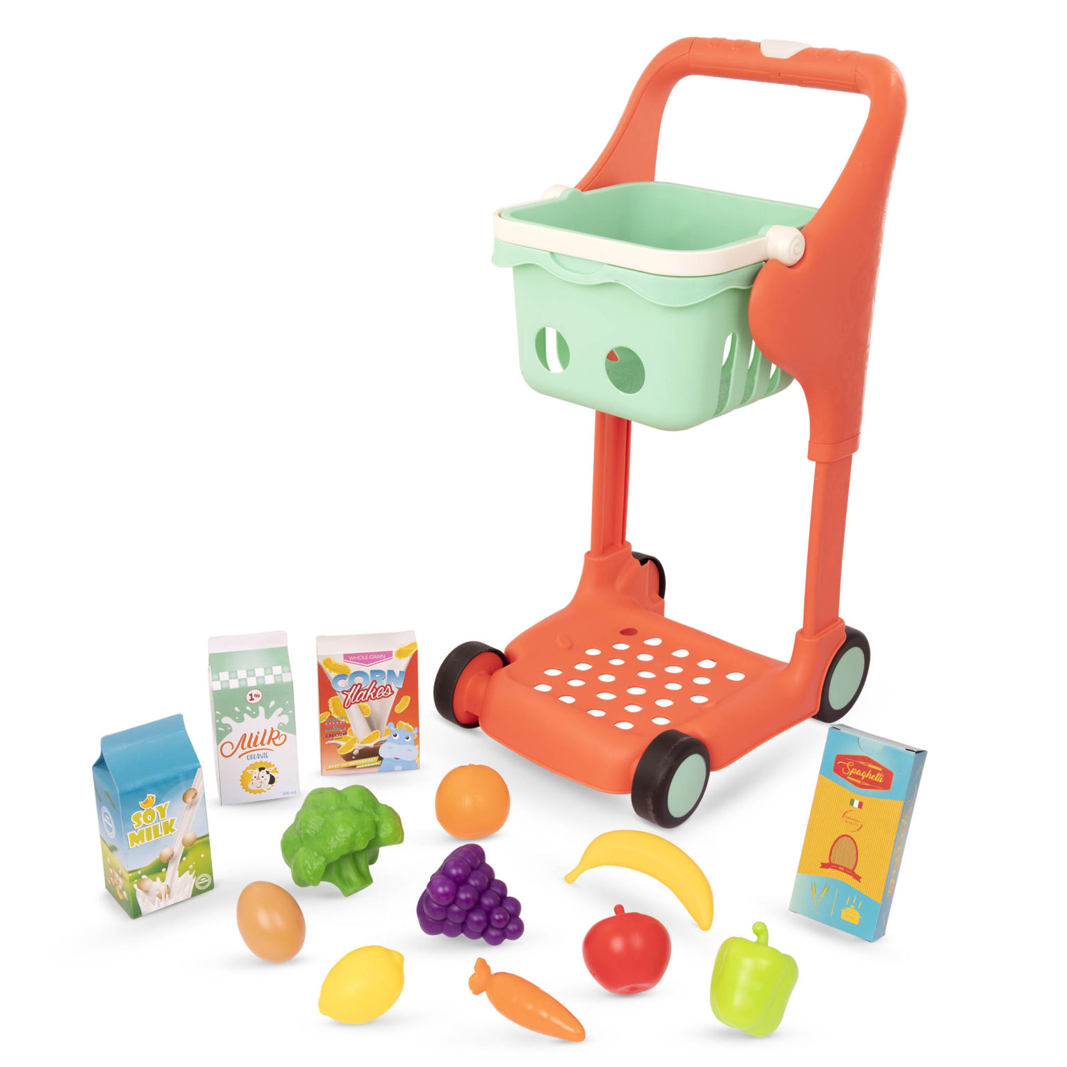 Shop & Glow Toy Cart - Orange | Musical Shopping Cart | B. toys