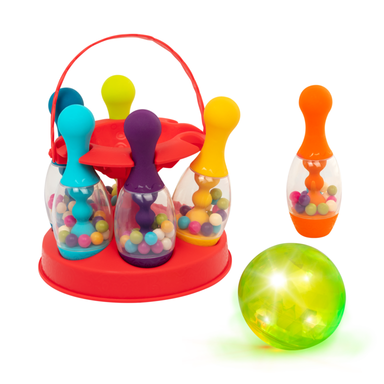 Let's Glow Bowling! - Red | Kids' Bowling Set | B. toys