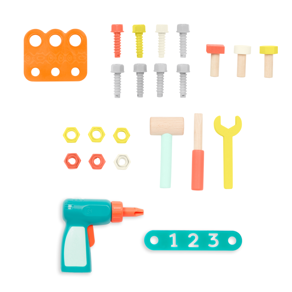 Fix ‘n’ Play Kit | 25-Piece Wooden Tool Box | B. toys