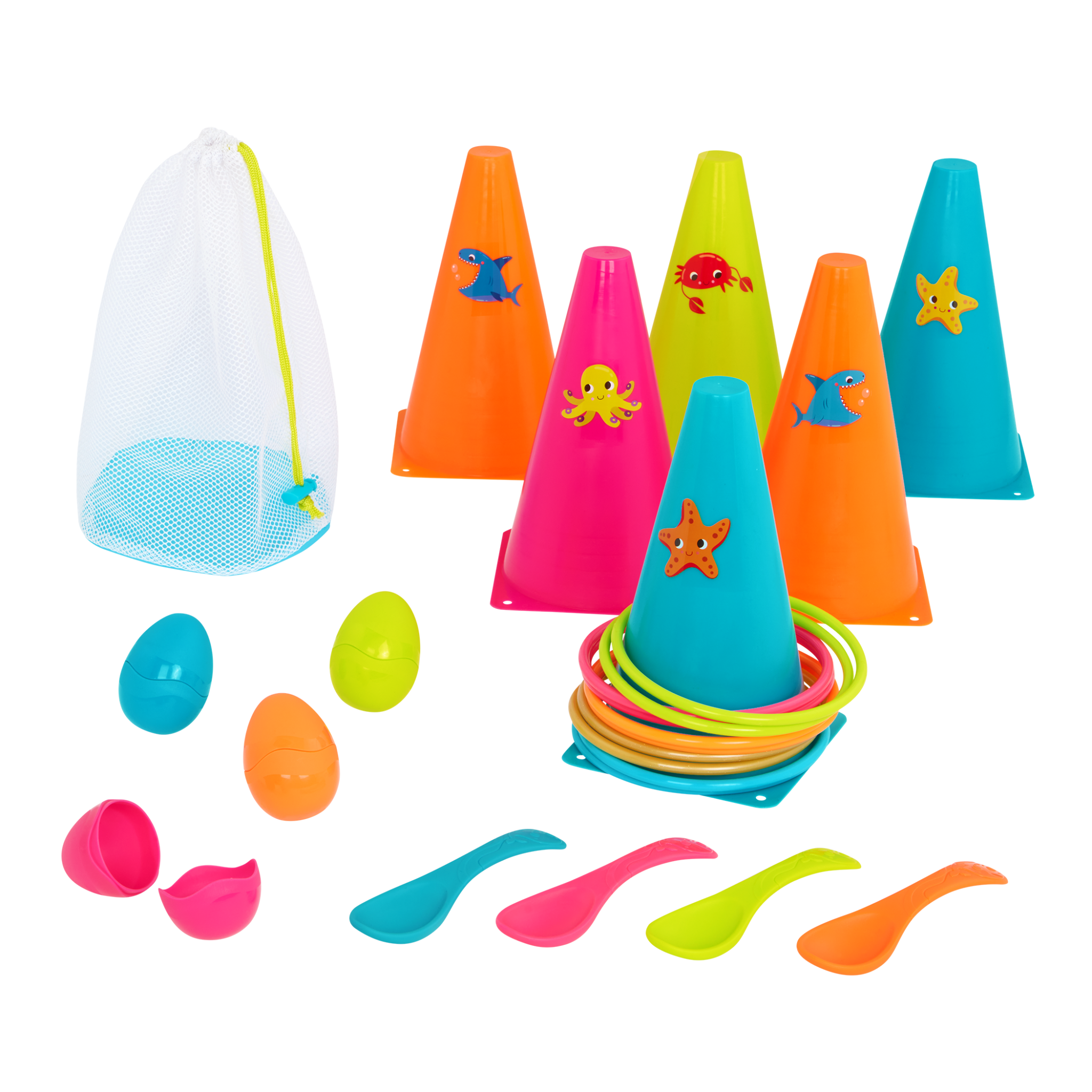 Outdoor Games Galore | Ring Toss & Egg-and-Spoon Game | B. toys