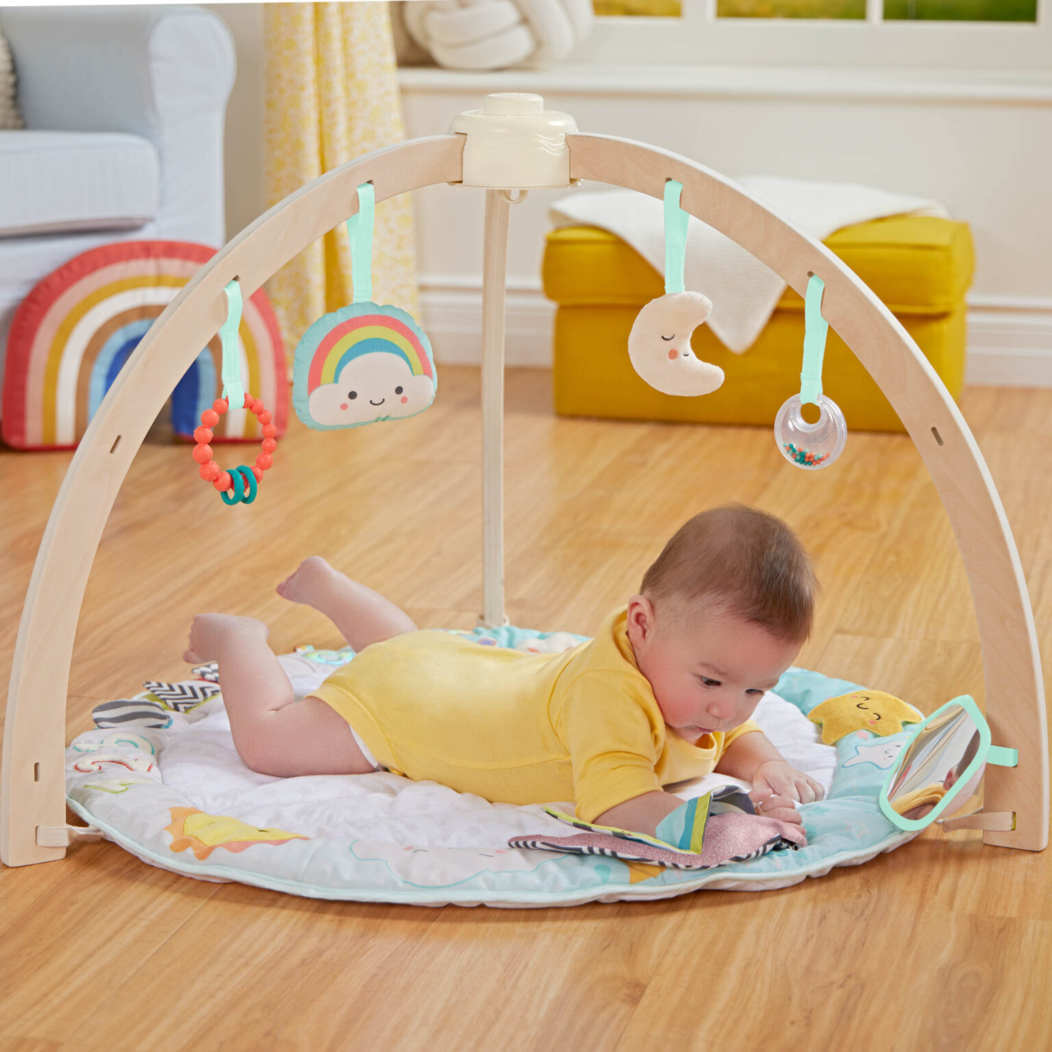 Sunrise to Sunset Baby Gym | Wooden Activity Gym | B. baby