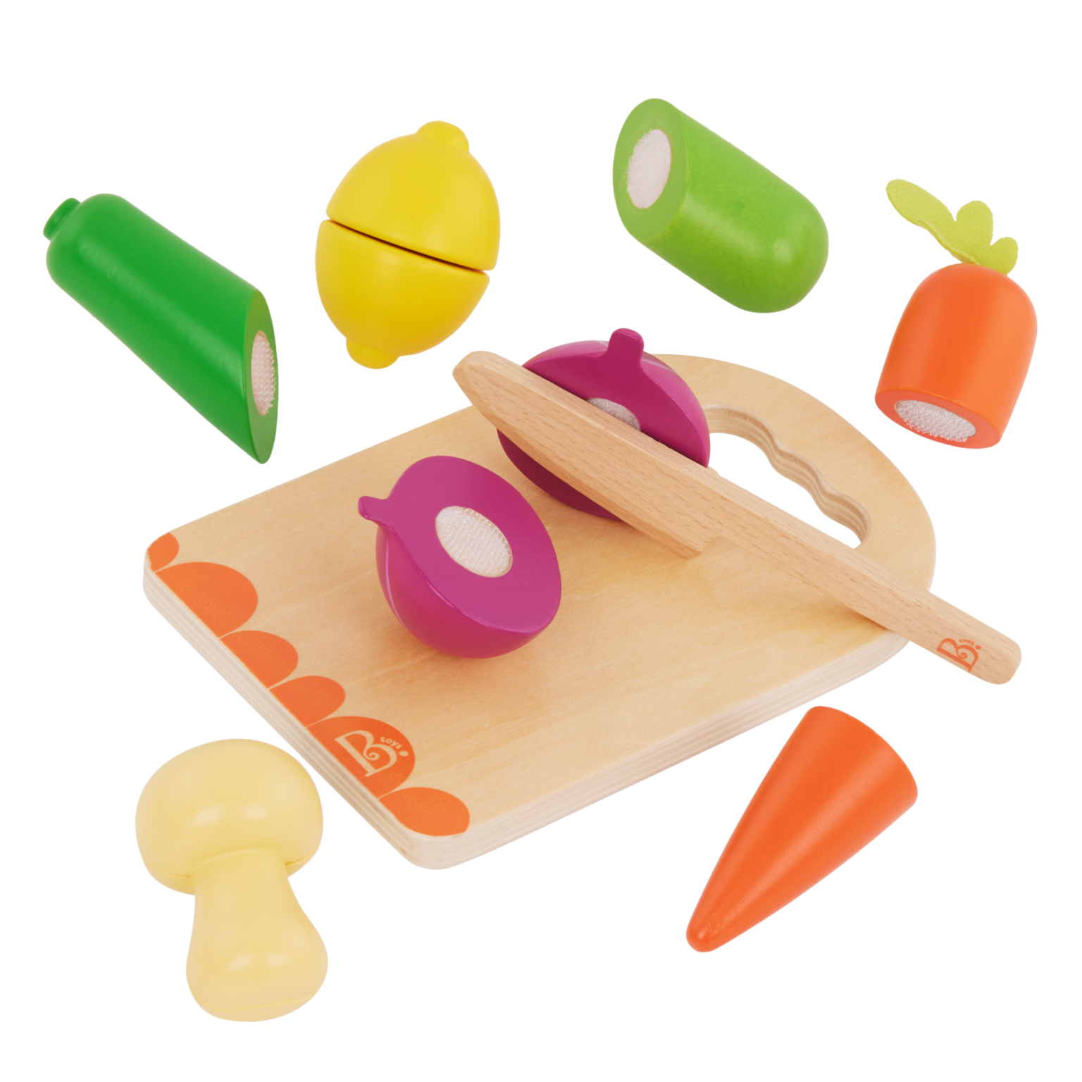 Chop 'n' Play - Fruits & Veggies | Wooden Toy Food | B. toys