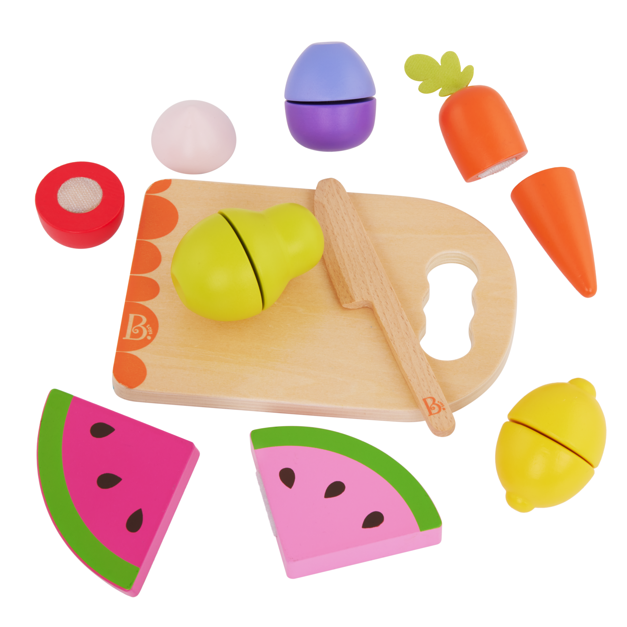 Chop 'n' Play - Fruits & Veggies | Wooden Toy Food | B. toys