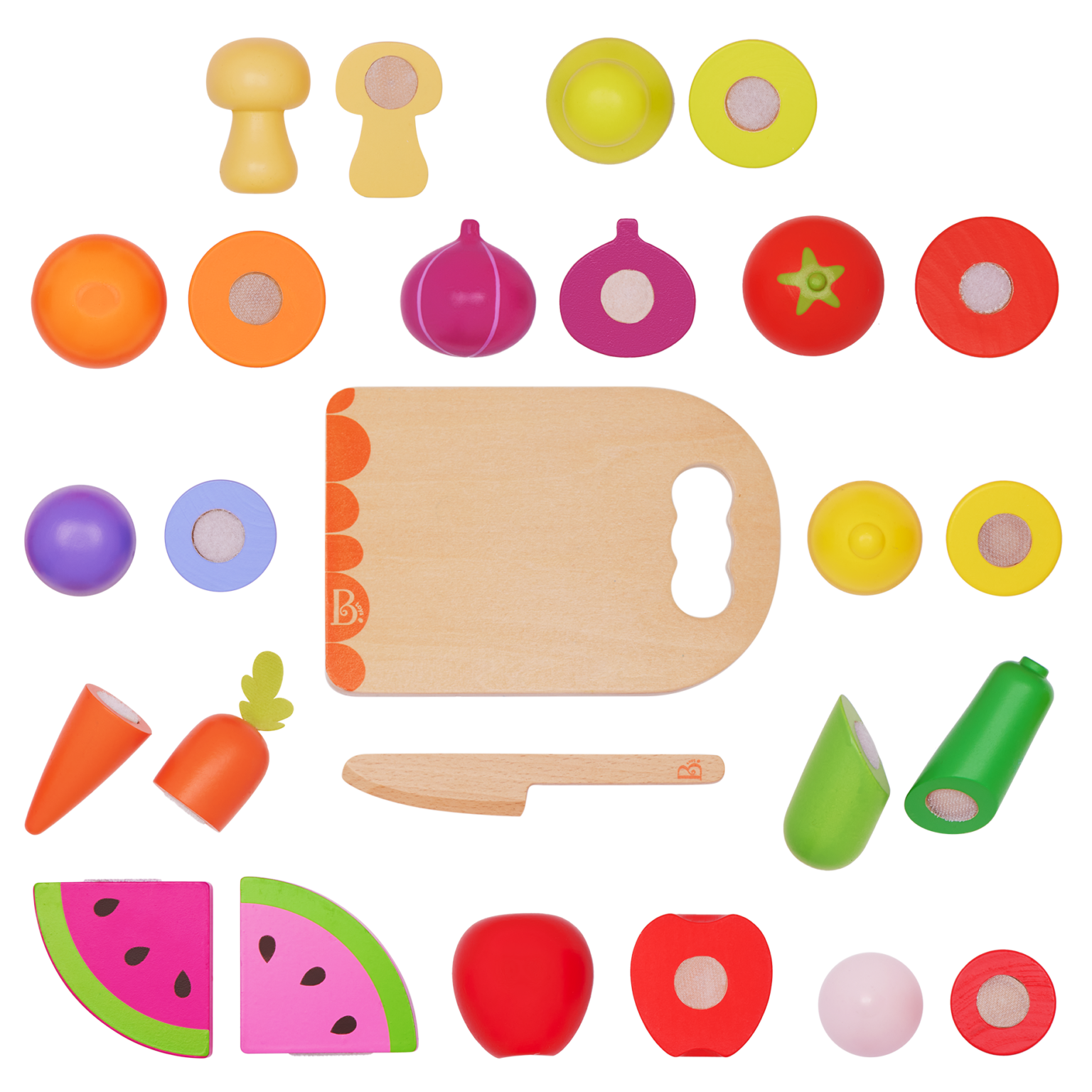 Chop 'n' Play - Fruits & Veggies | Wooden Toy Food | B. toys