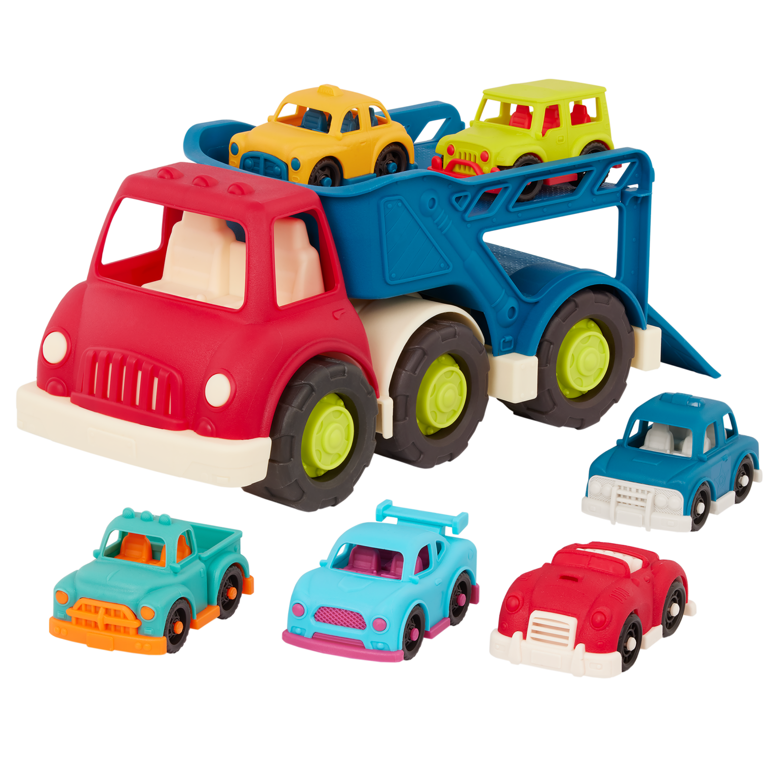 Happy Cruisers Car Carrier | Truck with 6 Cars | B. toys