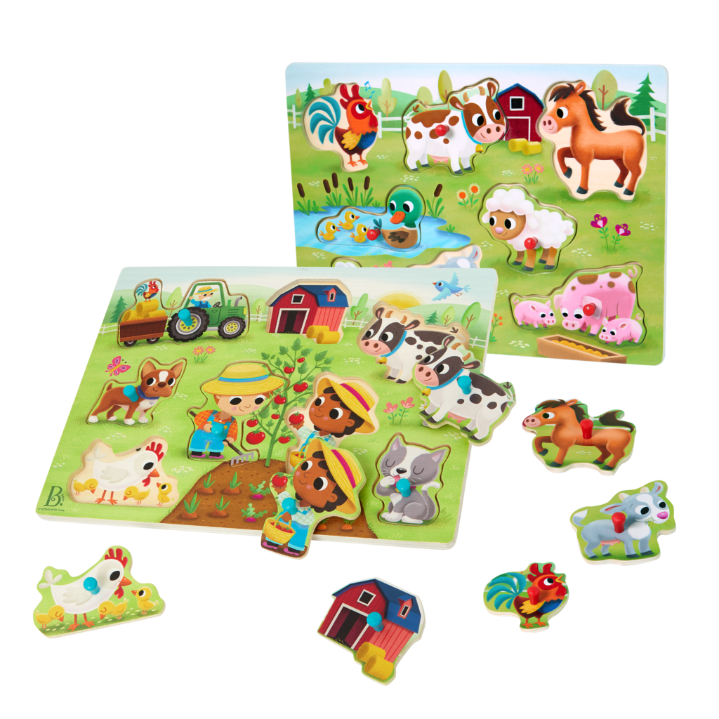 Peek & Explore - Farm Animals & Barnyard | Peg Puzzles | B. toys