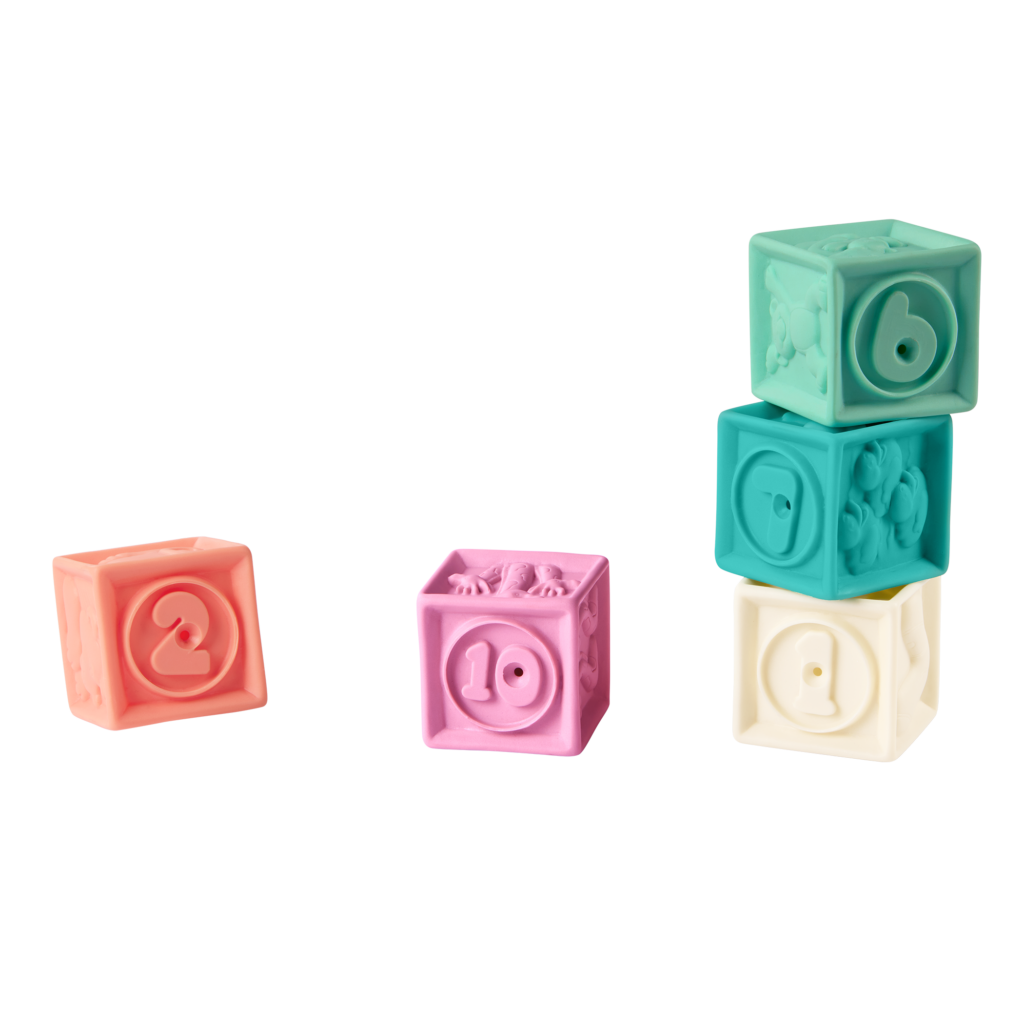 Stackin' Squishies | Stacking Cups & Soft Baby Blocks | B. toys