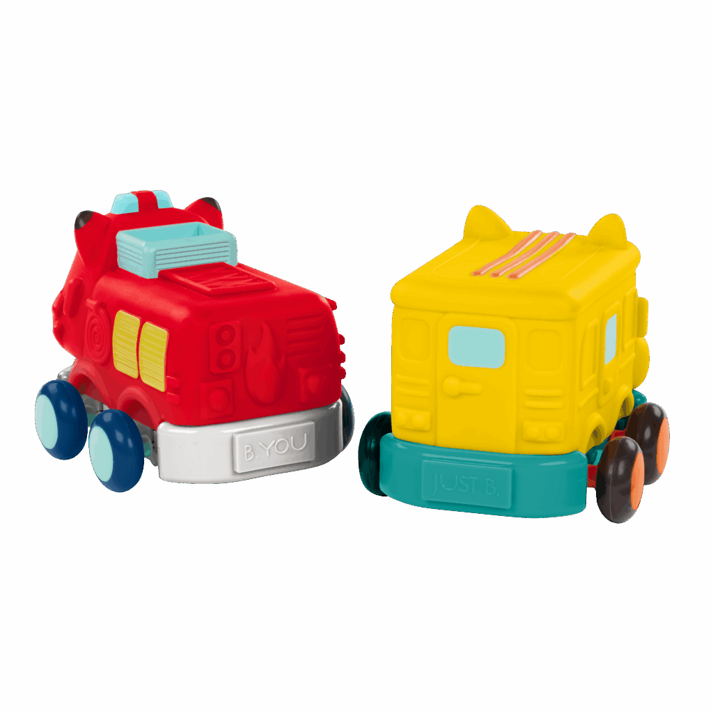 Wheel-y Squad | 4 Pull-Back Toy Vehicles | B. toys