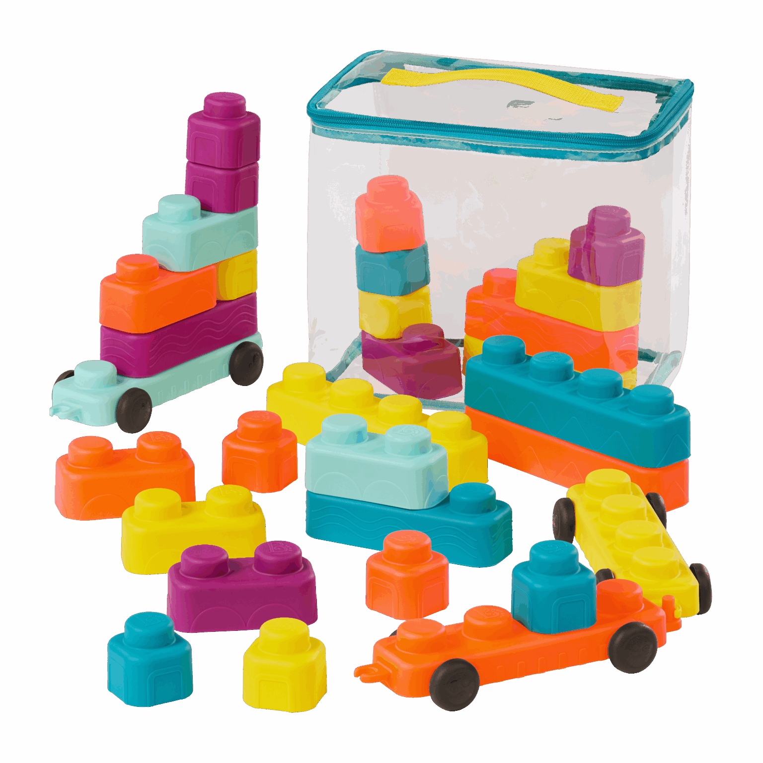 Buildin' Squishies | Soft Baby Building Blocks | B. toys